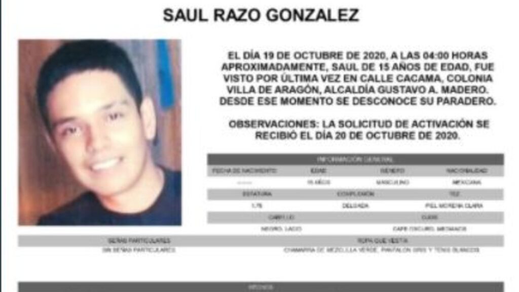 Activan Alerta Amber para localizar a Saúl Razo González - El Equilibrista